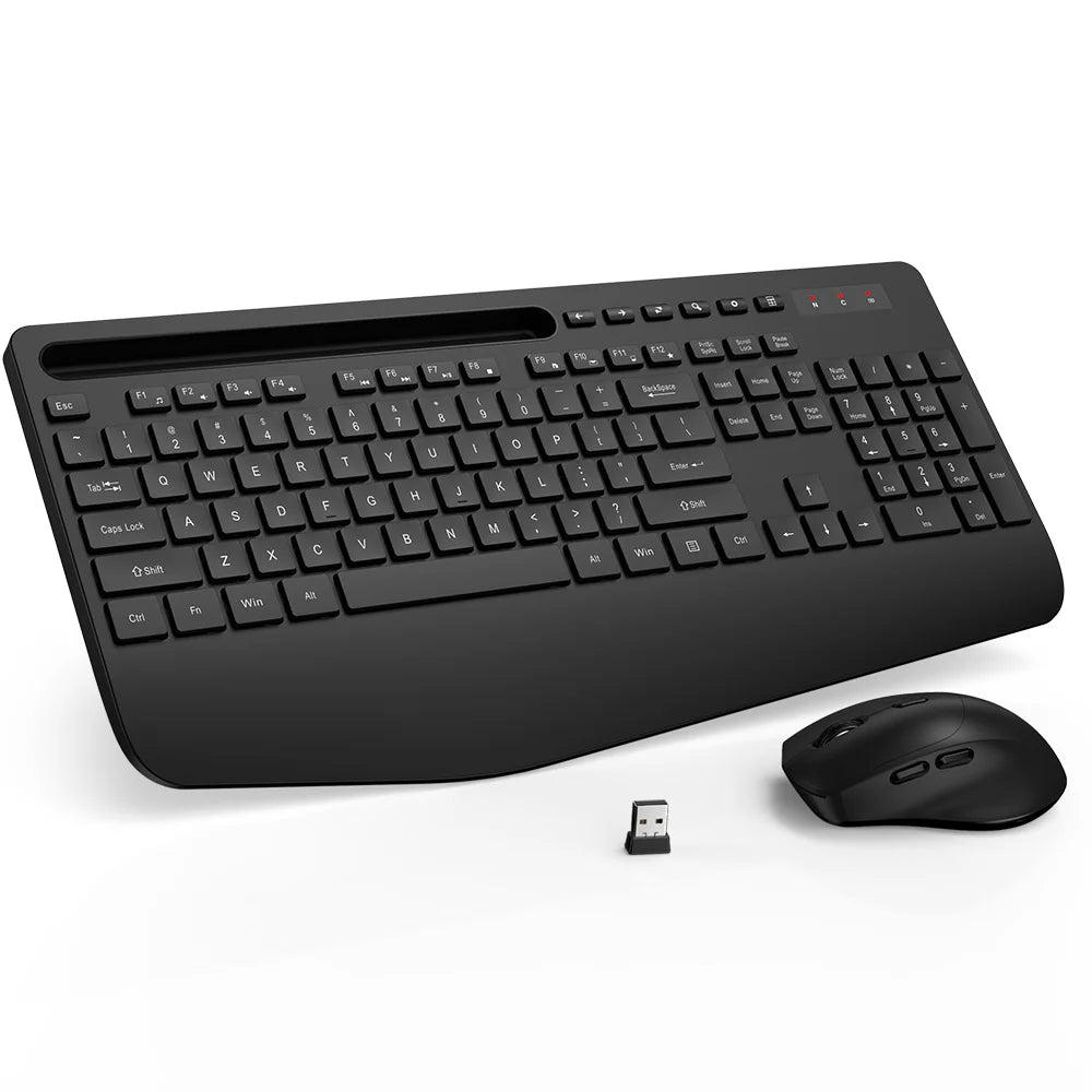 Wireless Keyboard And Mouse Combo Wrist Rest Ergonomic Keyboard