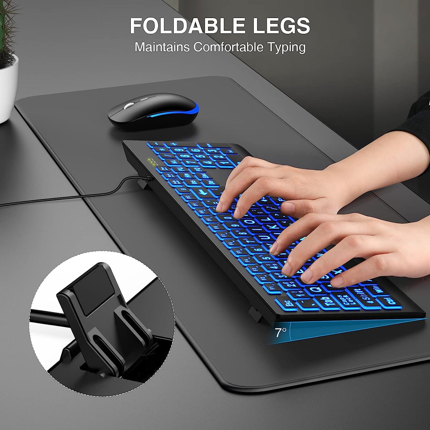 SABLUTE Large Print Backlit Wired USB Keyboard