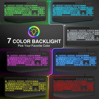 Large Print Backlit Wired USB Keyboard