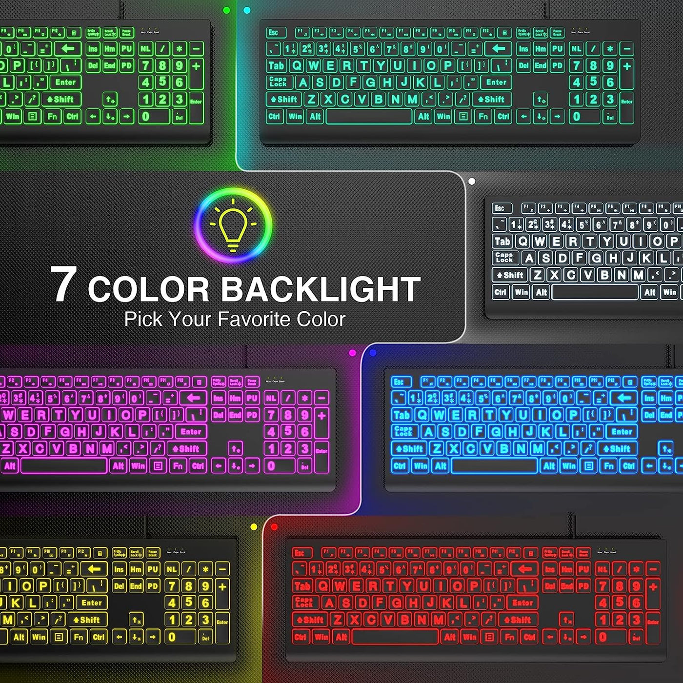 Sablute Large Print Backlit Wired USB Keyboard K11 Pro
