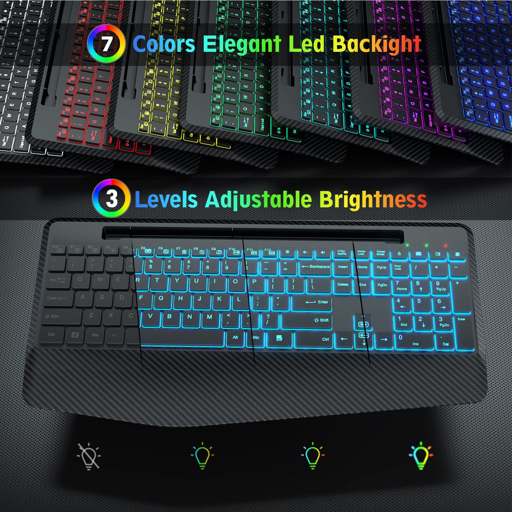 SABLUTE Wireless Keyboard with 7 Colored Backlits