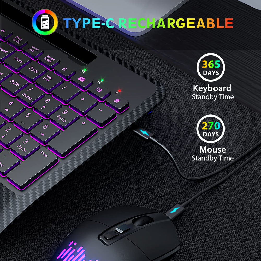 SABLUTE Wireless Keyboard and Mouse Backlits