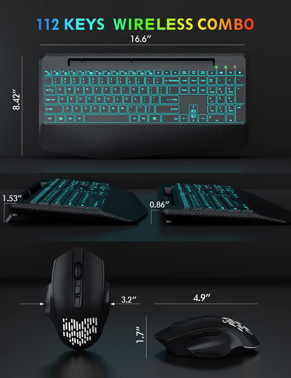 SABLUTE Wireless Keyboard and Mouse Backlits